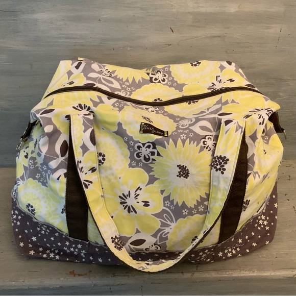 thirty-one | Bags | Thirtyone Yellow Brown Floral Print Xl Weekender ...